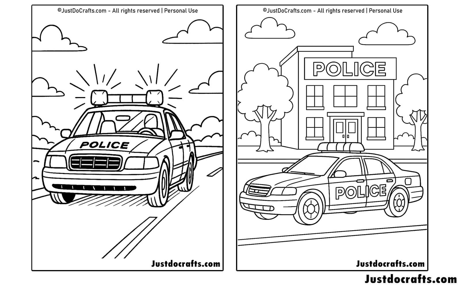 Police Car Coloring Pages (Free PDF Printable) - Just Do Crafts