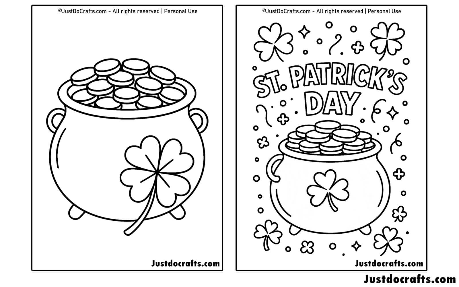 Pot of Gold Coloring Pages (Free PDF Printable) - Just Do Crafts