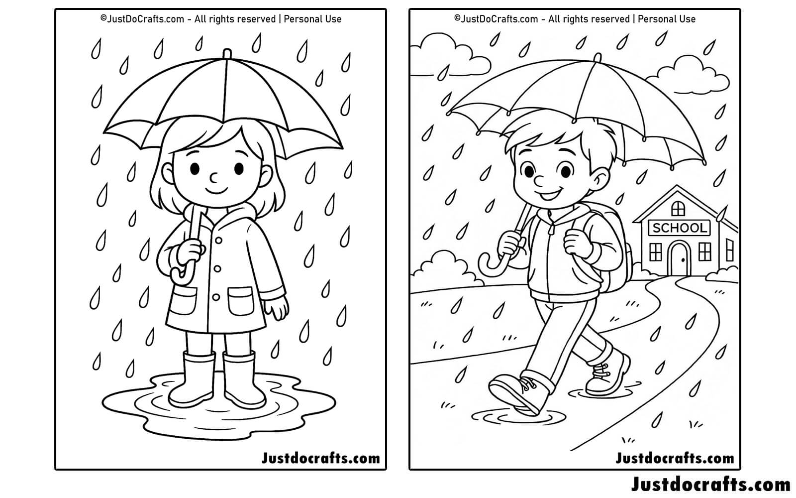 Rainy Day Coloring Pages (Free PDF Printable) - Just Do Crafts