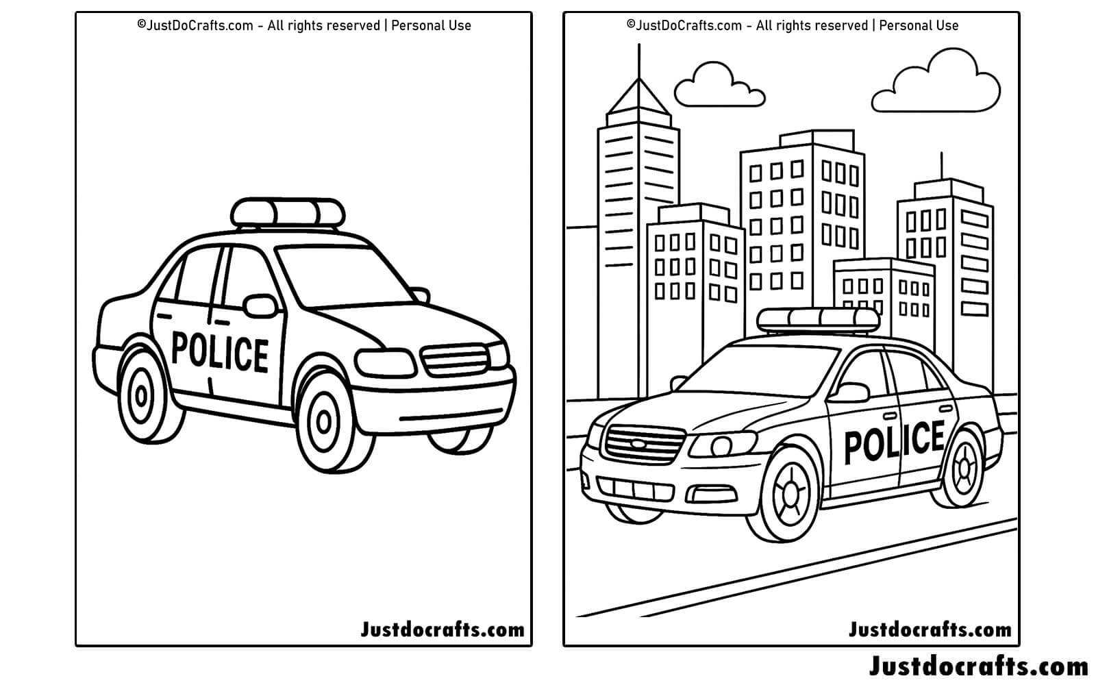 Police Car Coloring Pages (Free PDF Printable) - Just Do Crafts