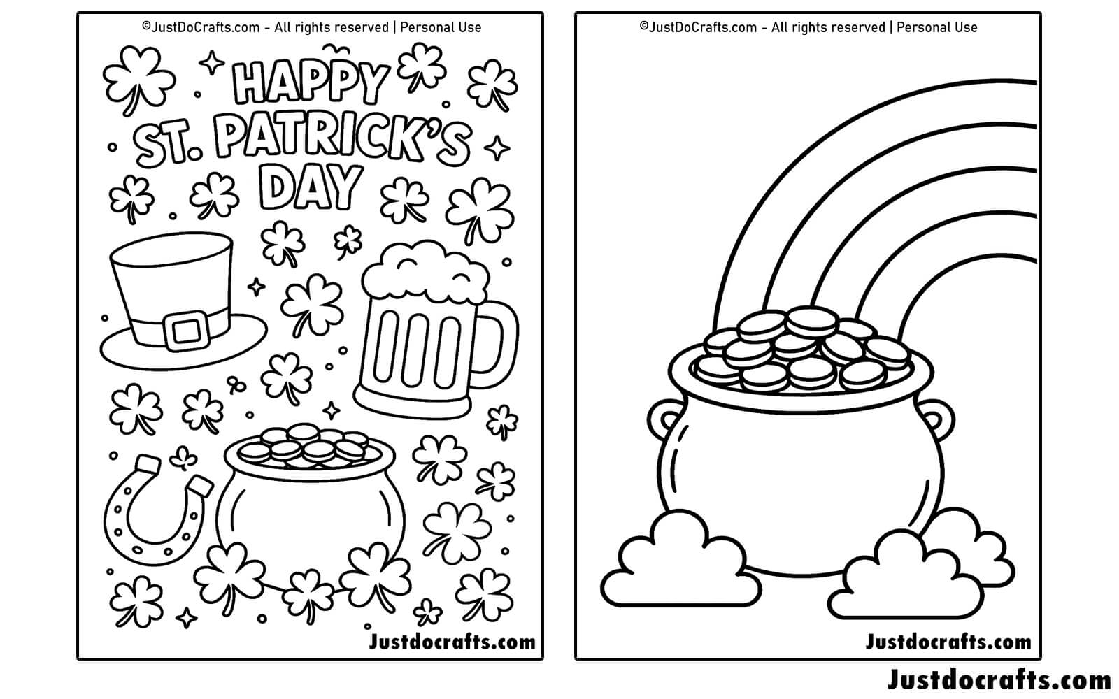 Pot of Gold Coloring Pages (Free PDF Printable) - Just Do Crafts