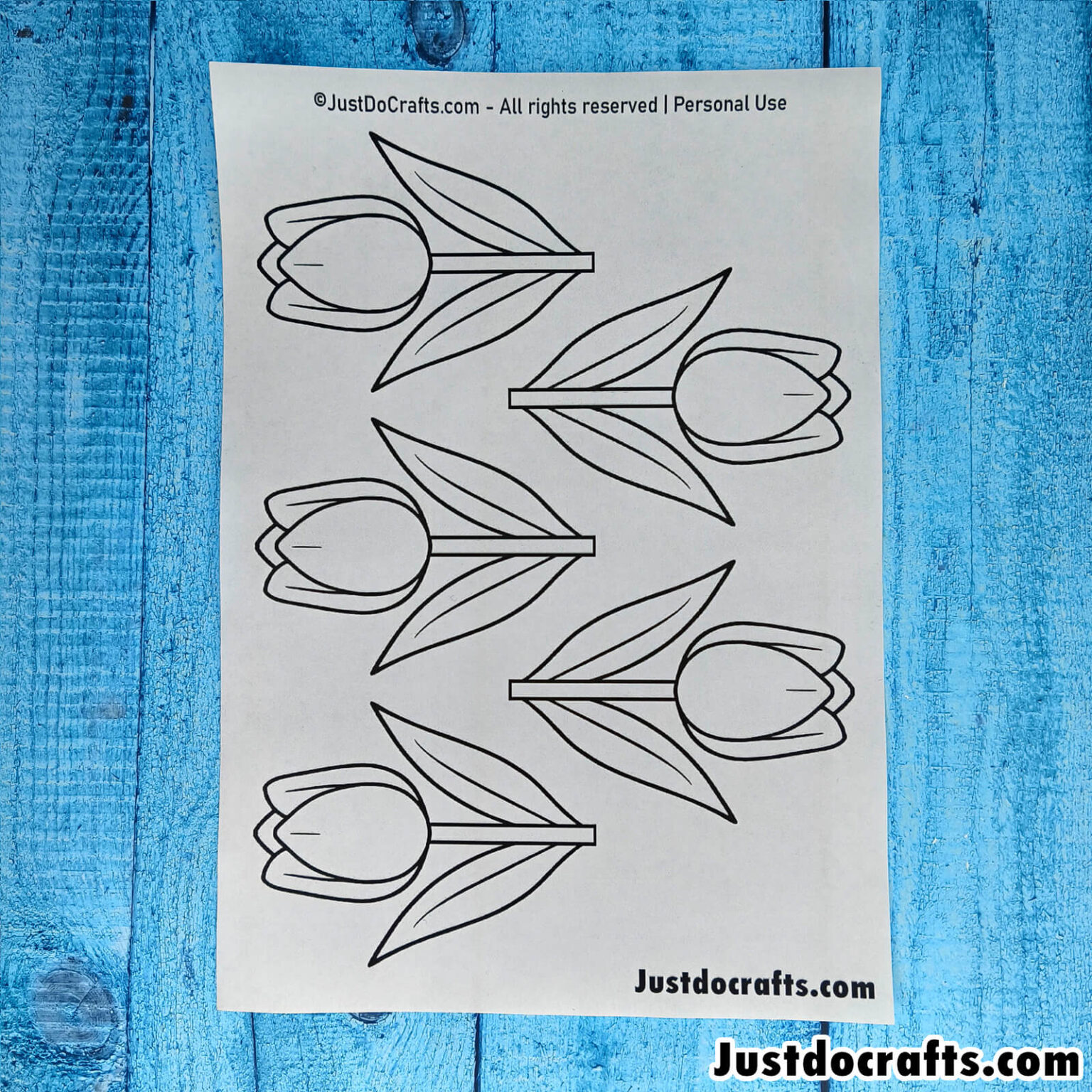 Paper 3D Vase with Tulips (Free PDF Printable Template) - Just Do Crafts