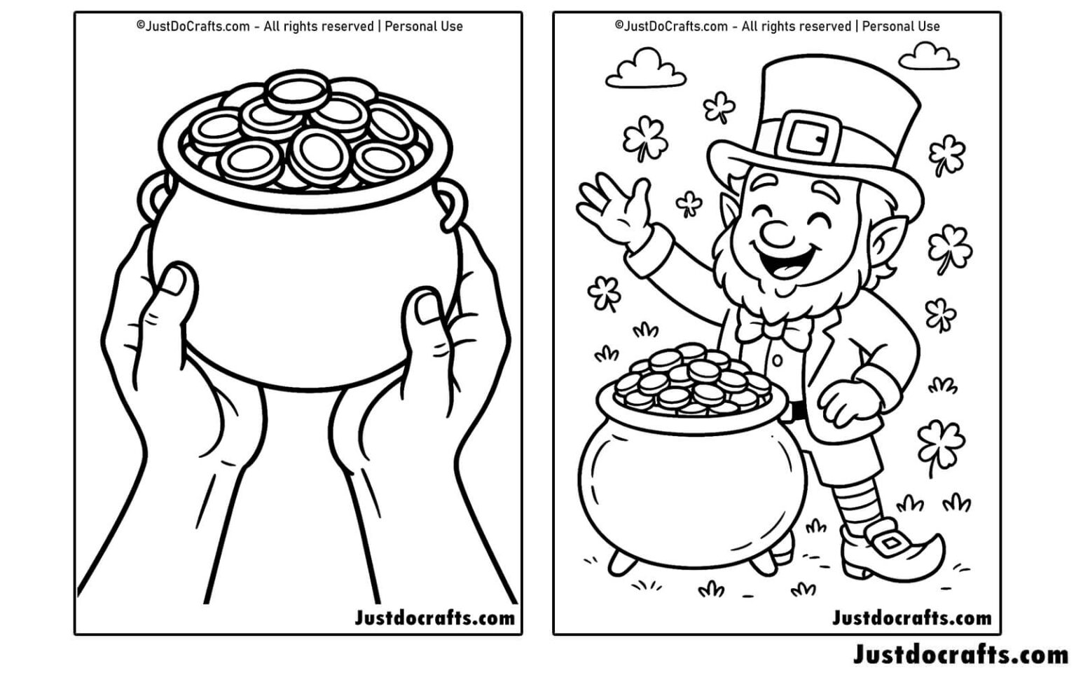 Pot of Gold Coloring Pages (Free PDF Printable) - Just Do Crafts