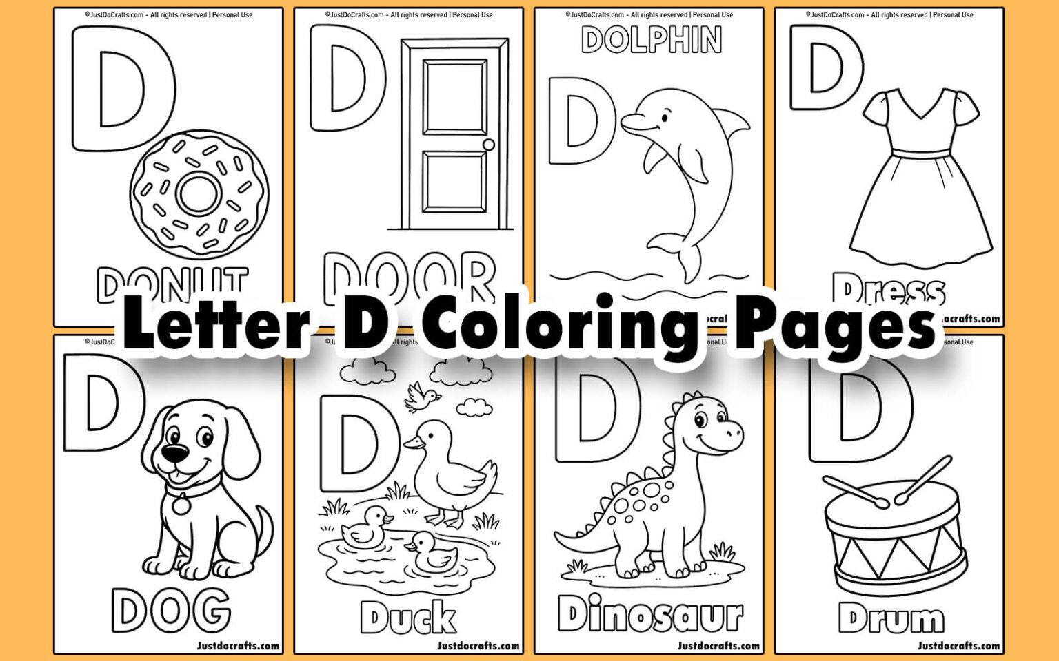 Letter D Coloring Pages (Free PDF Printable) - Just Do Crafts