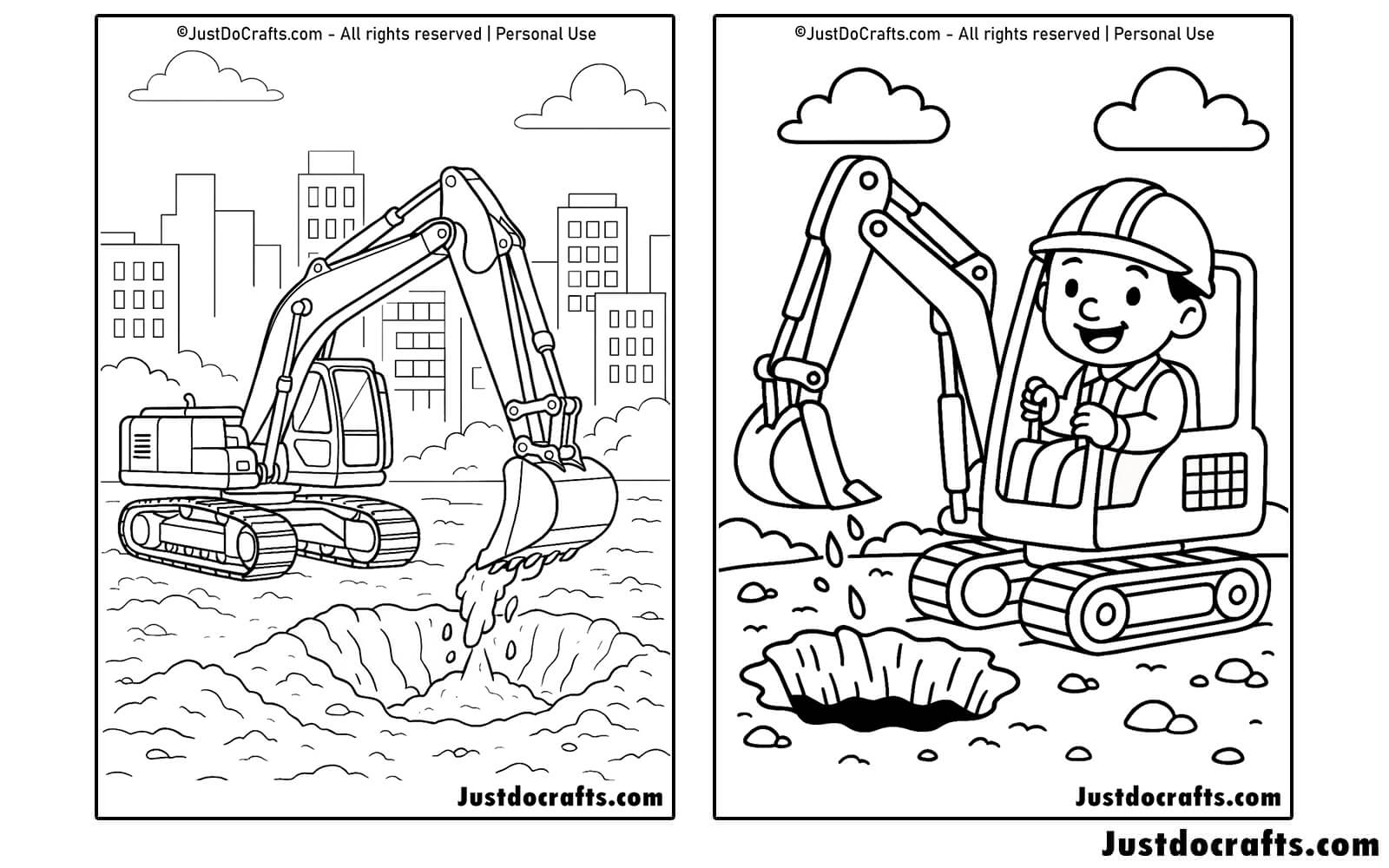 Excavator Coloring Pages (Free PDF Printable) - Just Do Crafts