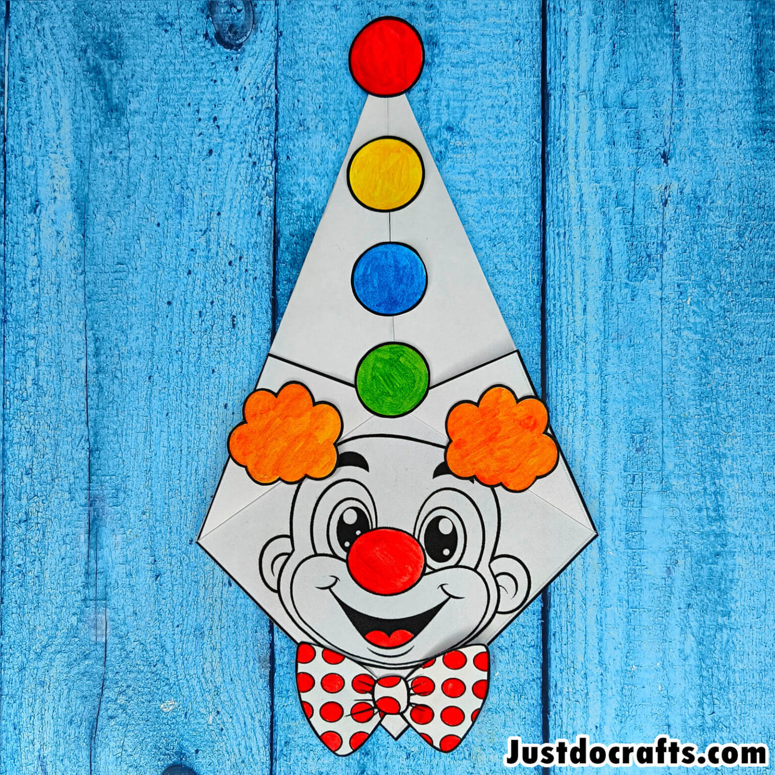 Easy Origami Clown Craft for Kids (Free PDF Printable Template) - Just ...
