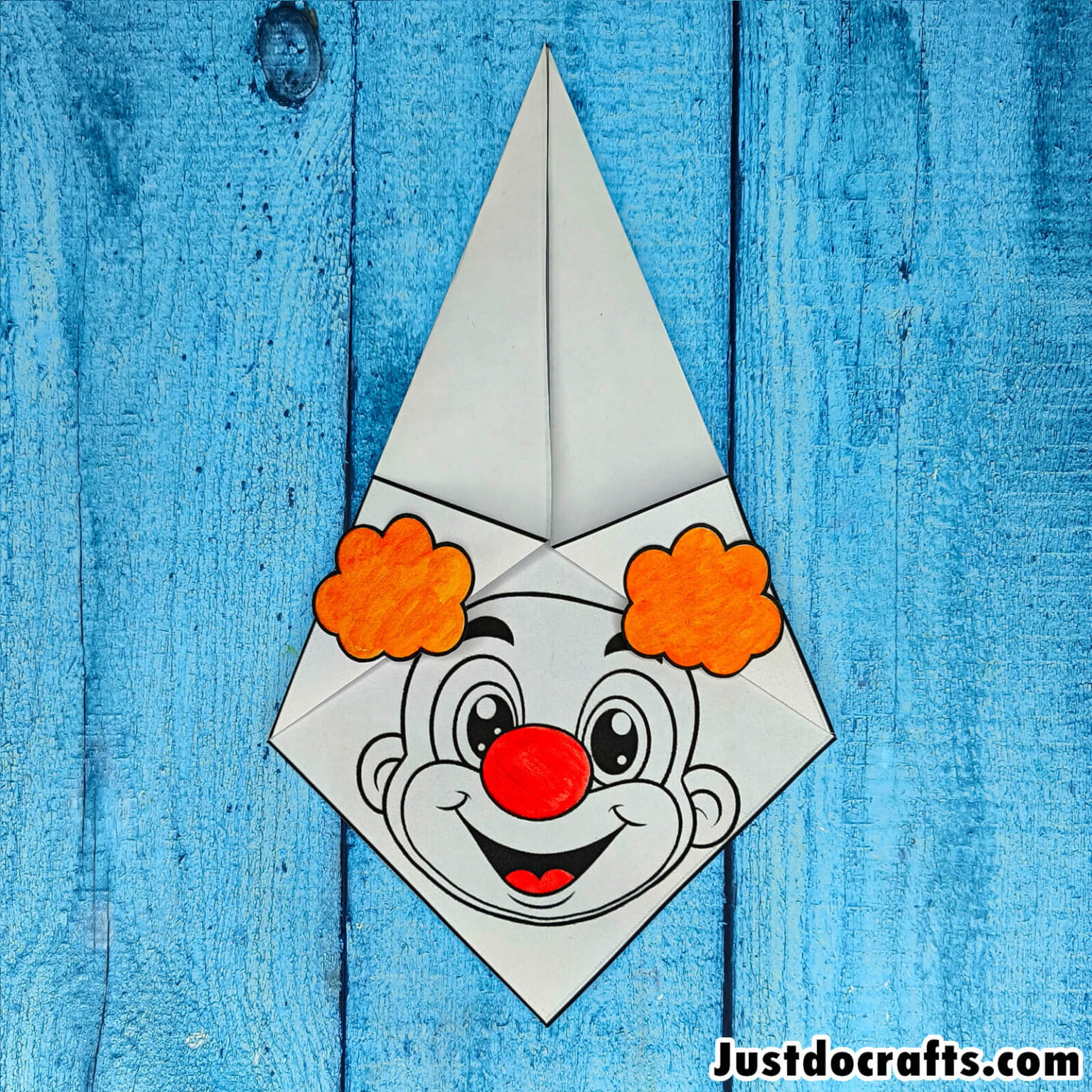 Easy Origami Clown Craft for Kids (Free PDF Printable Template) - Just ...