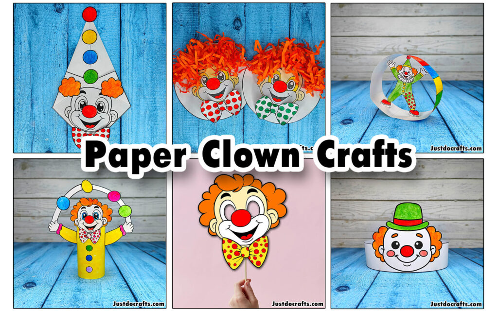Paper Clown Crafts and Printables (Free PDF Templates) - Just Do Crafts